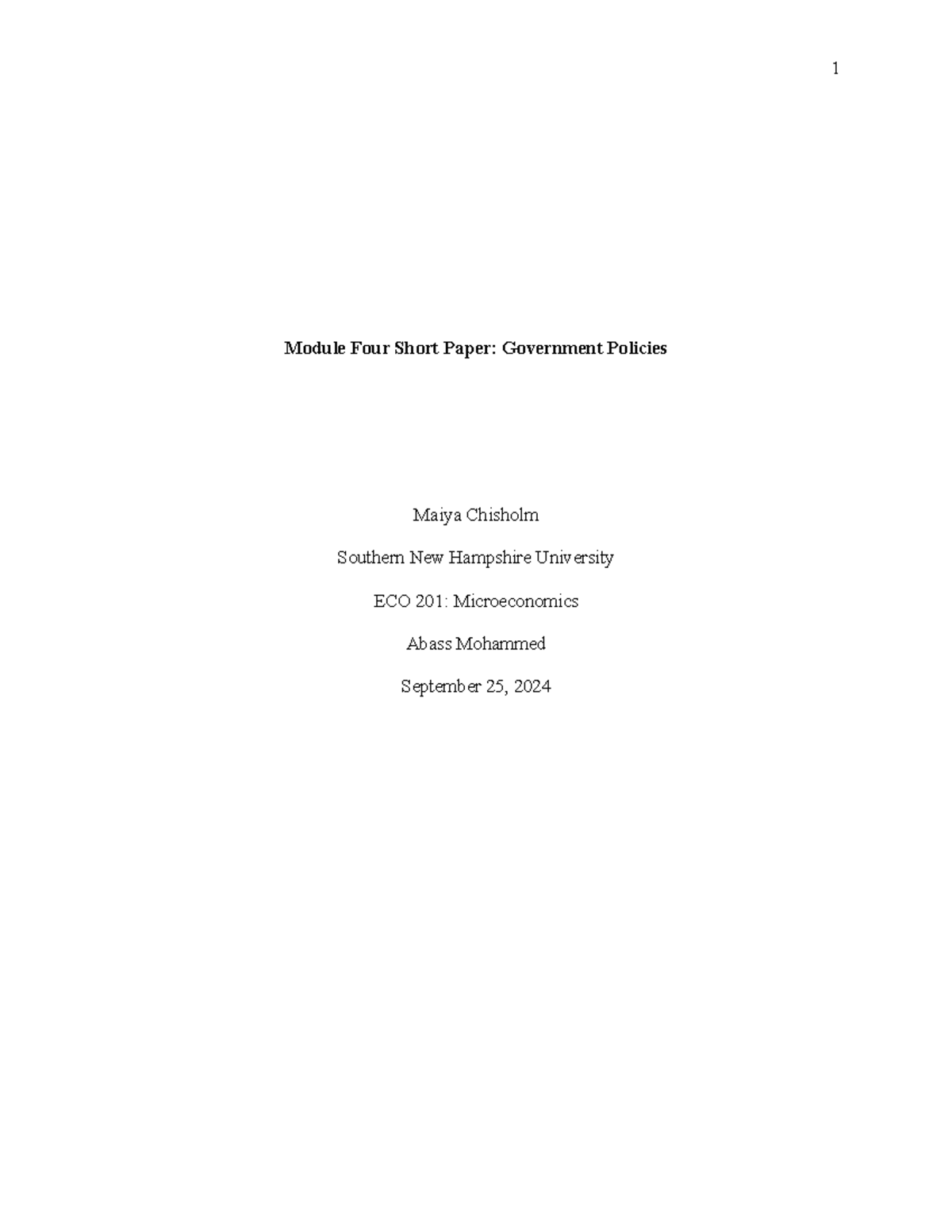 ECO 201 Module Four Short Paper: Analysis of Rent Control Policies ...