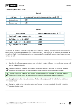 AP Chem 2016 (pdf - Full Practice Exam with answers Along with multiple ...