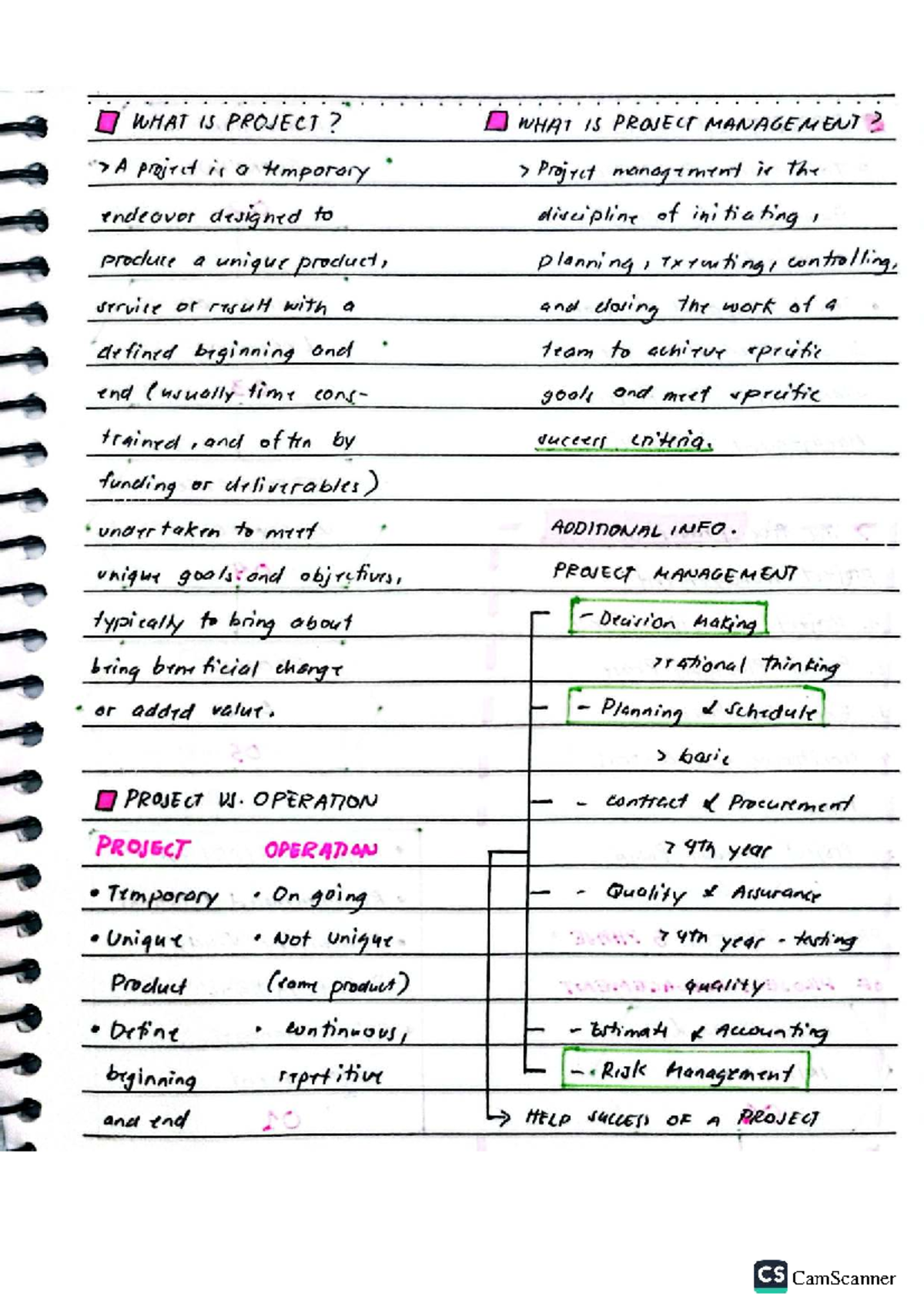 CS 01: Project Management Overview and Key Concepts for Exam Prep - Studocu