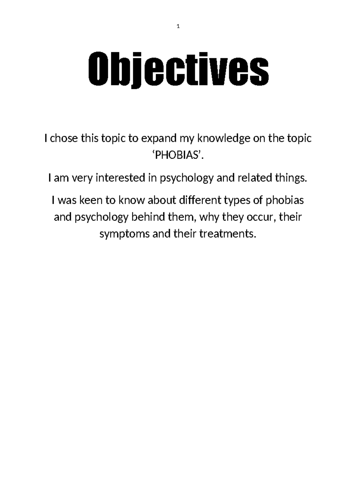 Phobias Project Summary - Final Research Notes for PSY 201 - Studocu