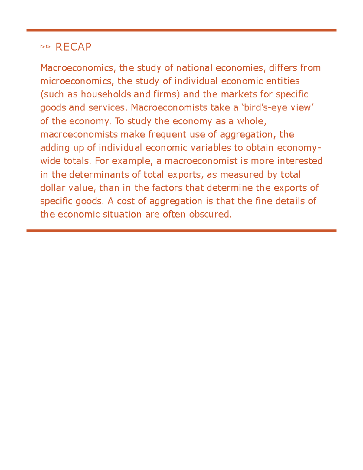 RECAP Macroeconomics Overview: Key Concepts and Aggregation - Studocu