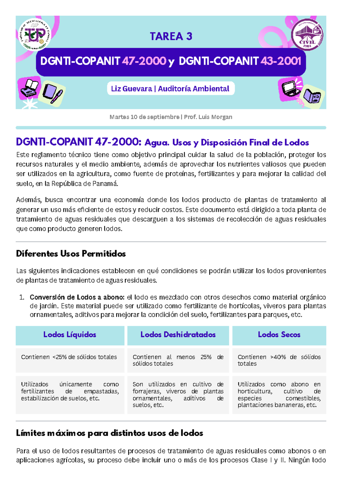Reglamento DGNTI-COPANIT 47-2000: Usos y Disposición de Lodos - Studocu