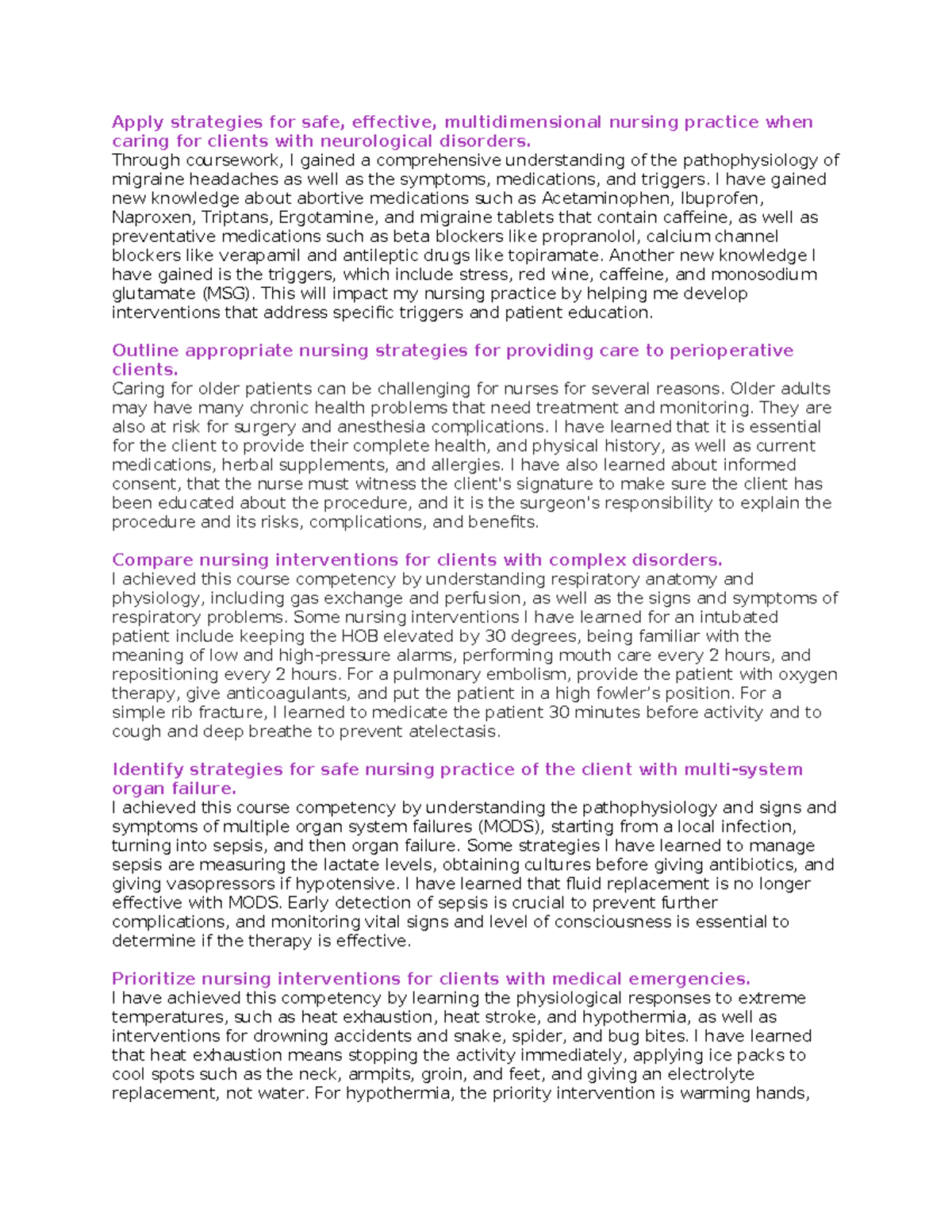 MDC4 Reflection: Strategies for Multidimensional Nursing Care - Studocu