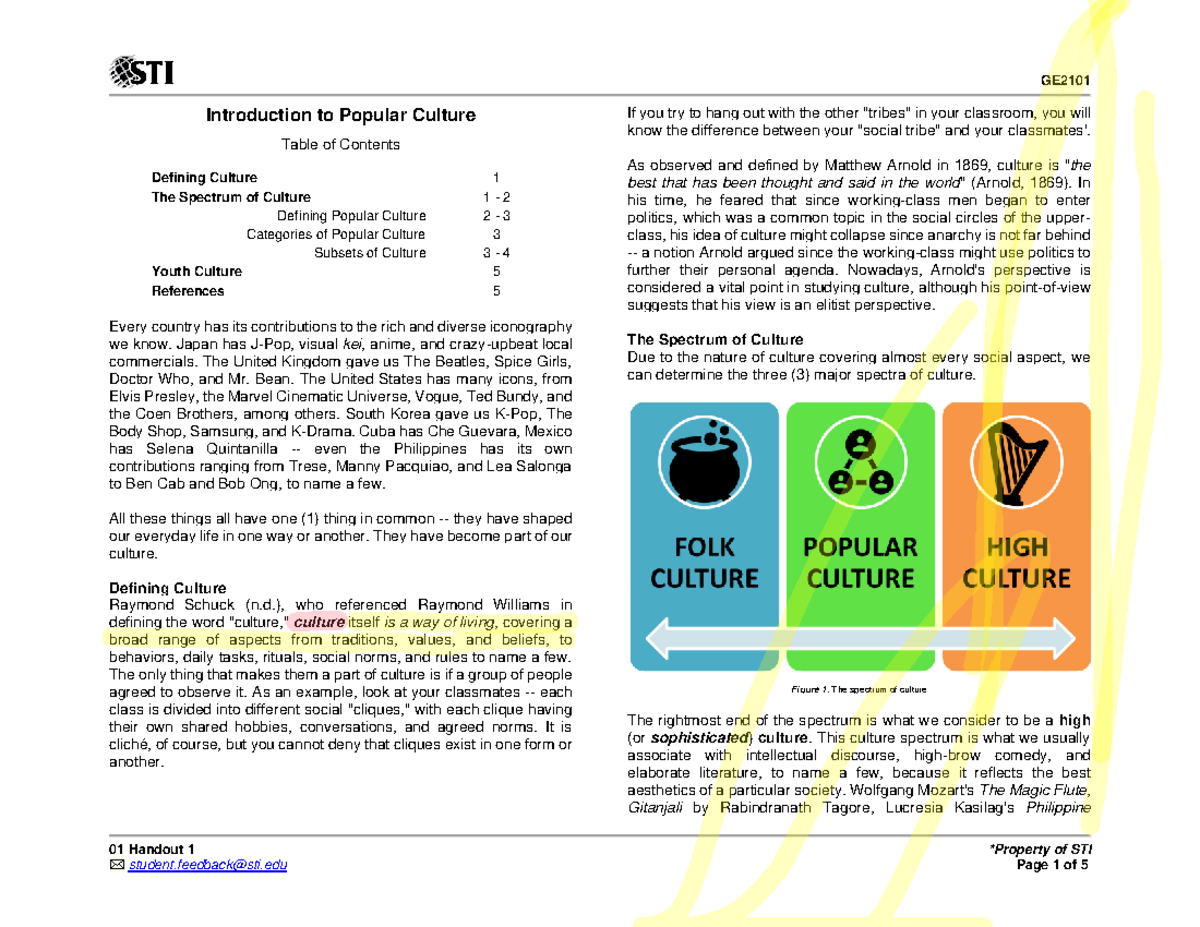 01 Handout 1 - Introduction to Popular Culture Analysis and Concepts ...