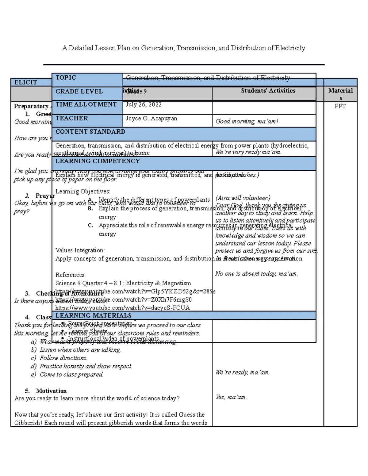 Final demo lp - a detailed lesson plan about digestive system. - SCHOOL ...