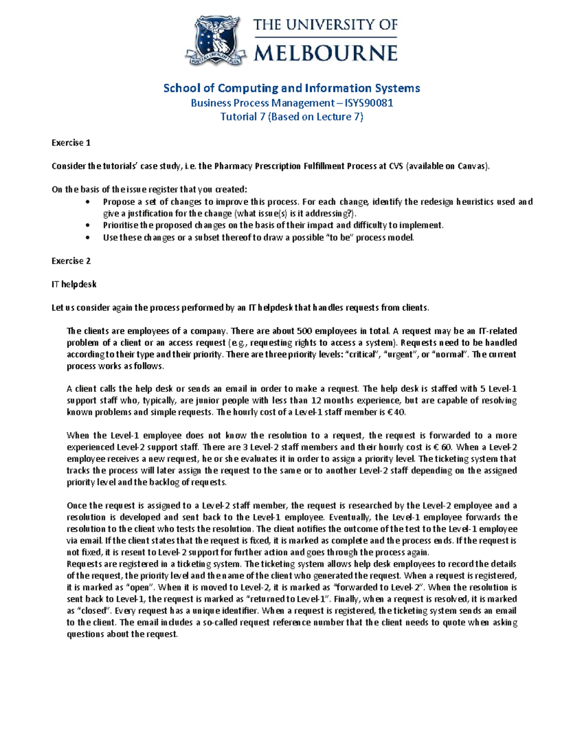 Tutorial-7 - tutorial questions - School of Computing and Information ...