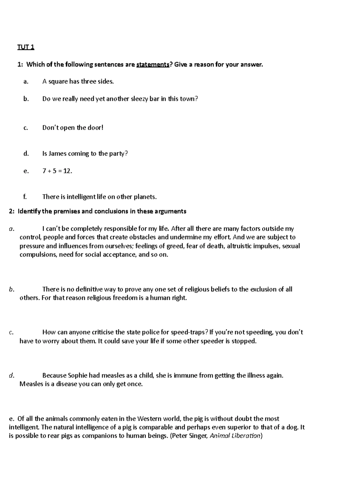 PHI1025F Critical Thinking Class Test 1 - Definitions & Arguments - Studocu