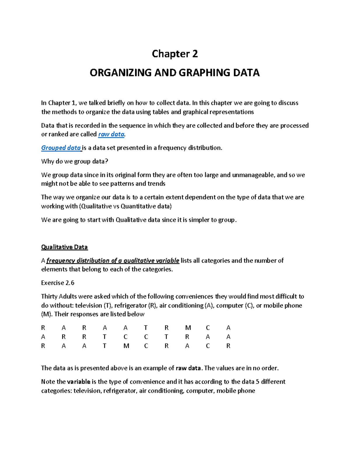 Chapter 2: Organizing and Graphing Data - Methods and Examples - Studocu