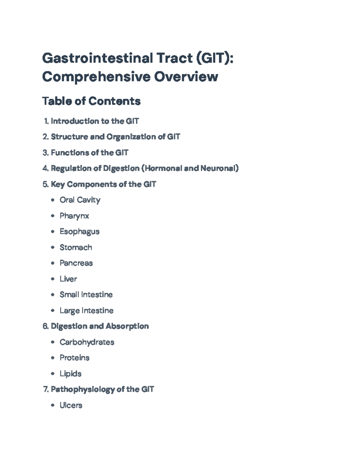Gastrointestinal Tract (GIT): Comprehensive Overview and ...