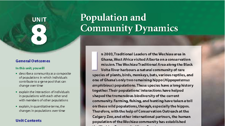 Unit 8: Population and Community Dynamics - Chapter 19 Genetic ...