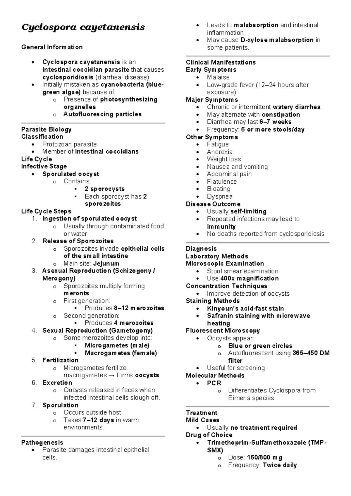 Cyclospora cayetanensis Overview and Pathogenesis (Other-Protozoans ...