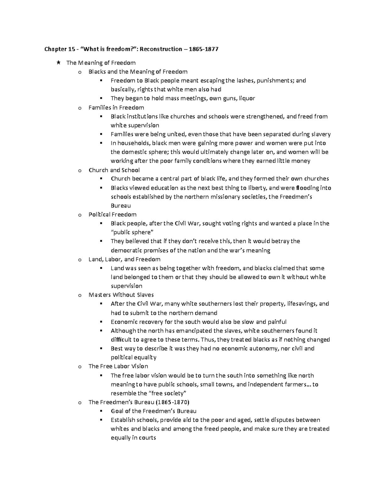 Ch 15 Notes - Chapter 15 - “What is freedom?”: Reconstruction – 1865 ...
