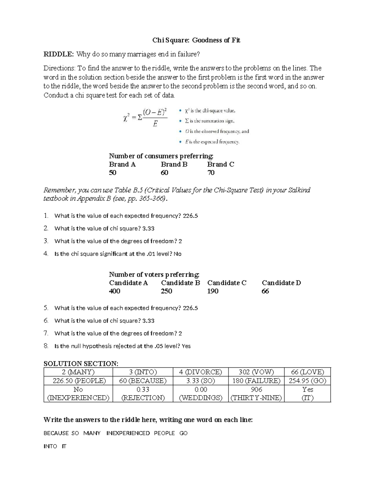 Chi Square Goodness of Fit Analysis: Homework 10 Insights - Studocu