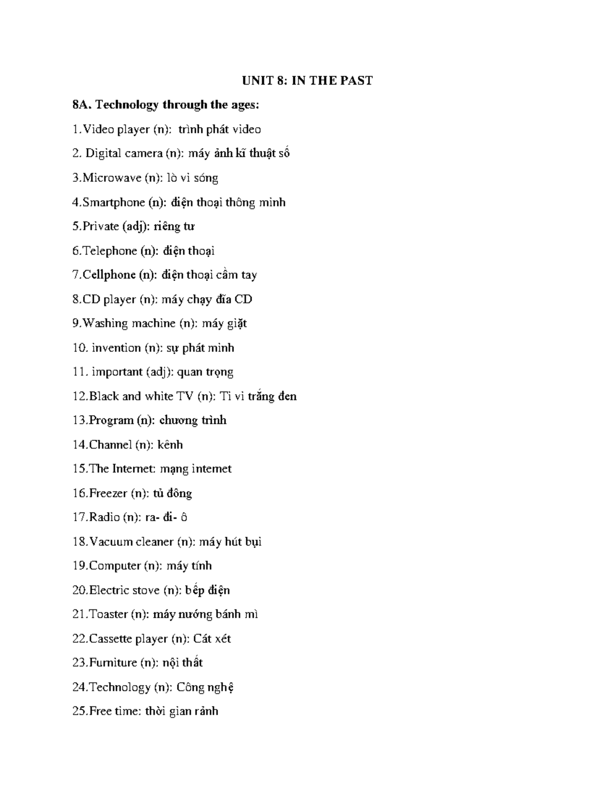 UNIT 8: Technology Through the Ages - Tiếng Anh 2 Notes - Studocu