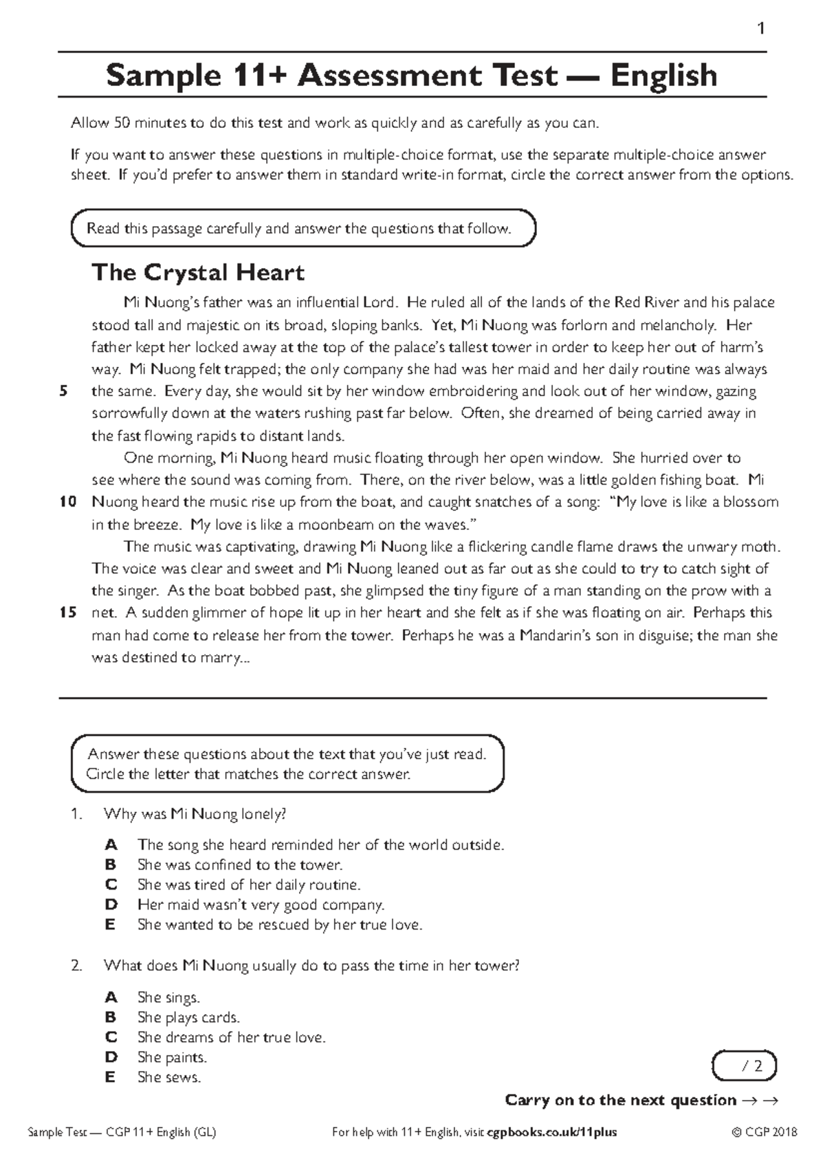 CGP 11+ GL English Sample Assessment Test - Studocu