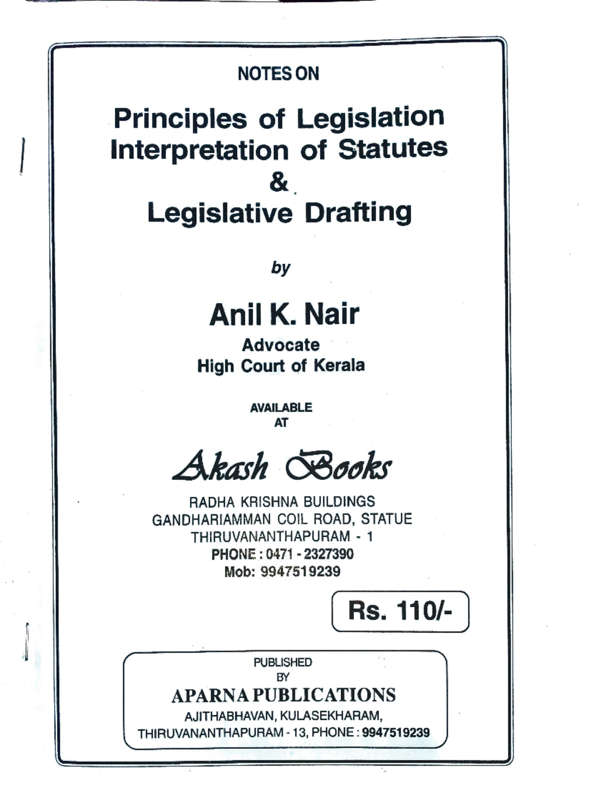 Principles of Legislation & Statutory Interpretation Notes (LAW 101 ...