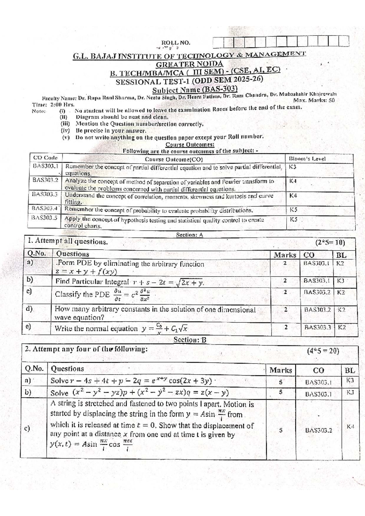 B. TECH (II SEM) SESSIONAL TEST 1 (ODD SEM) - Python Programming - Studocu