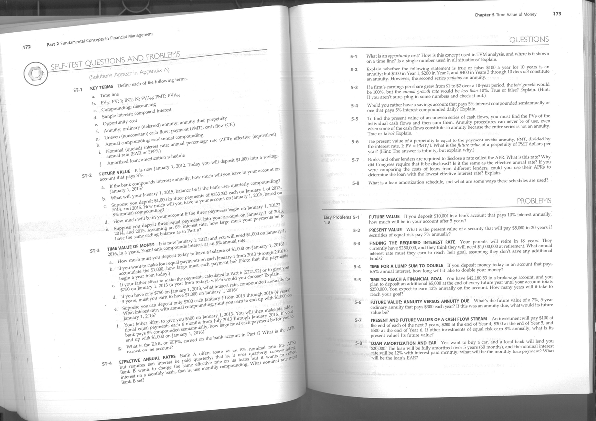 Chapter 5: Time Value of Money - Problems and Questions (FIN 173) - Studocu
