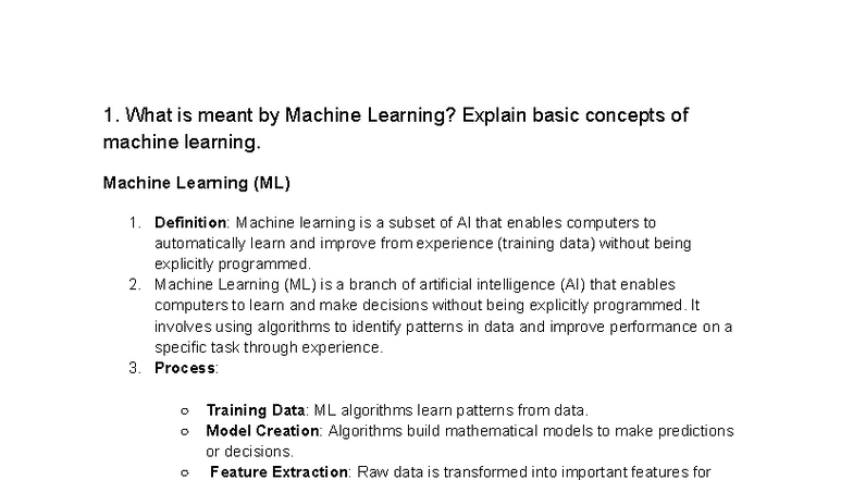 ML 101: Key Concepts and Techniques in Machine Learning - Studocu