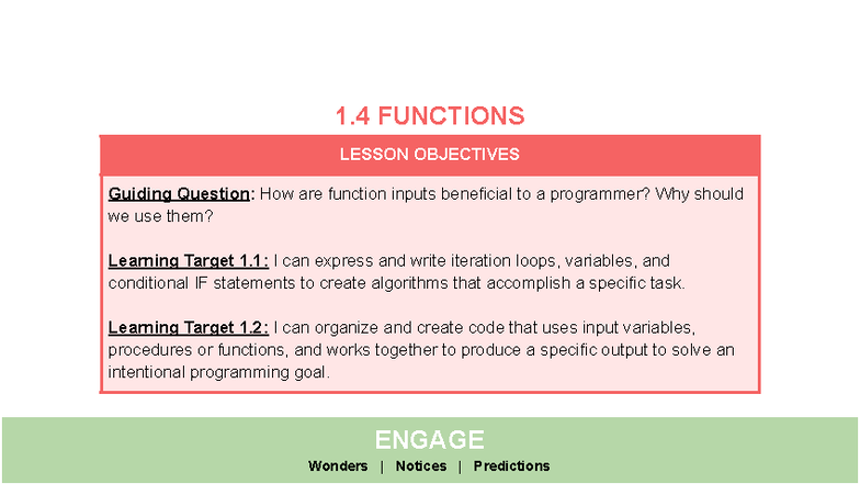 Functions in Programming - CSP Lesson Notes & Exercises - Studocu
