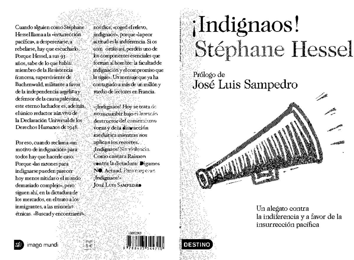 Hessel y la Indignación: Un Llamado a la Resistencia Pacífica - Studocu