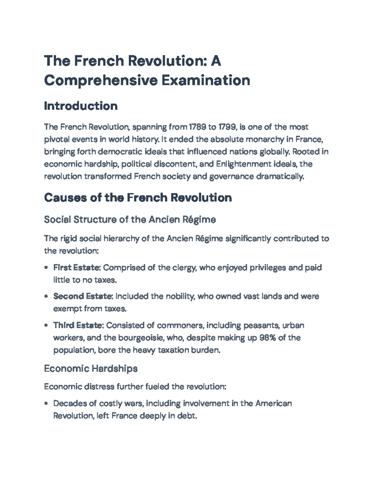 Comprehensive Examination of the French Revolution: Causes & Impact ...