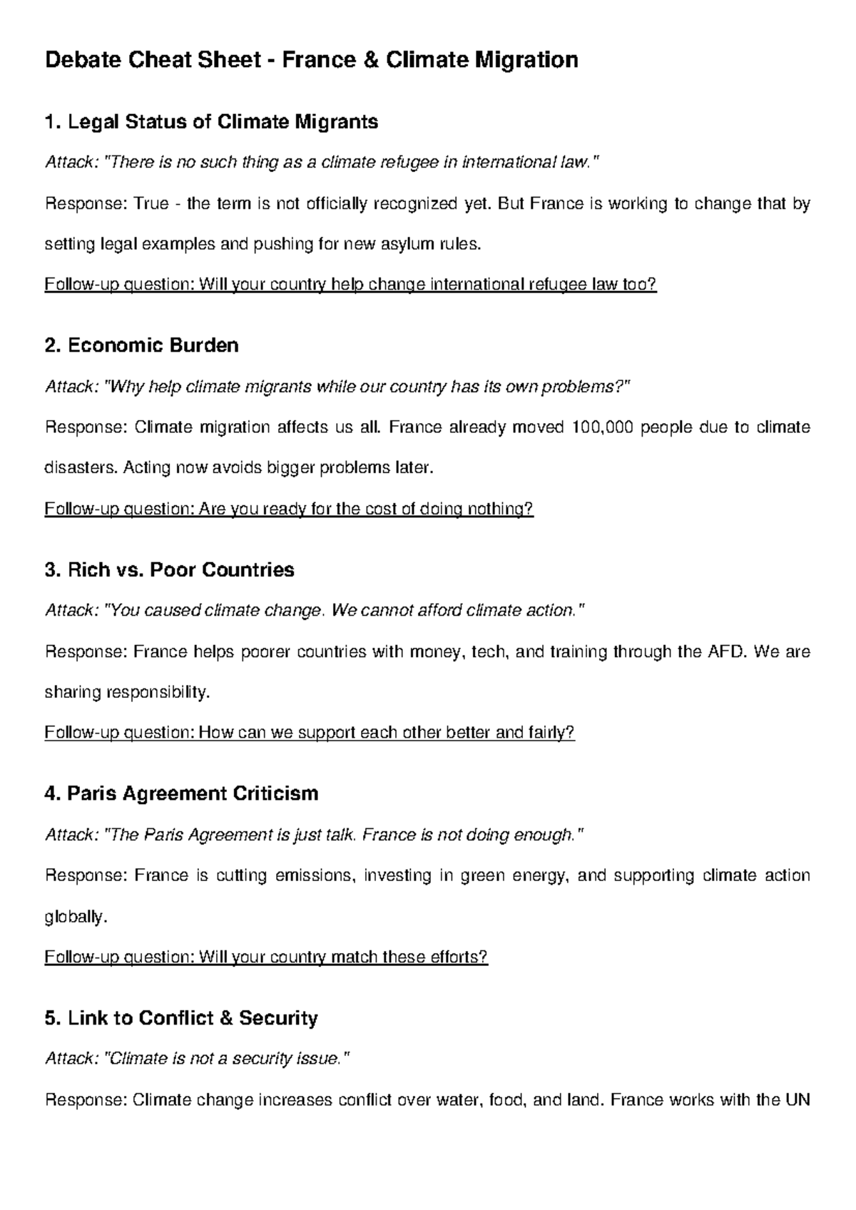 France Climate Debate Cheat Sheet: Legal Status & Economic Impact ...