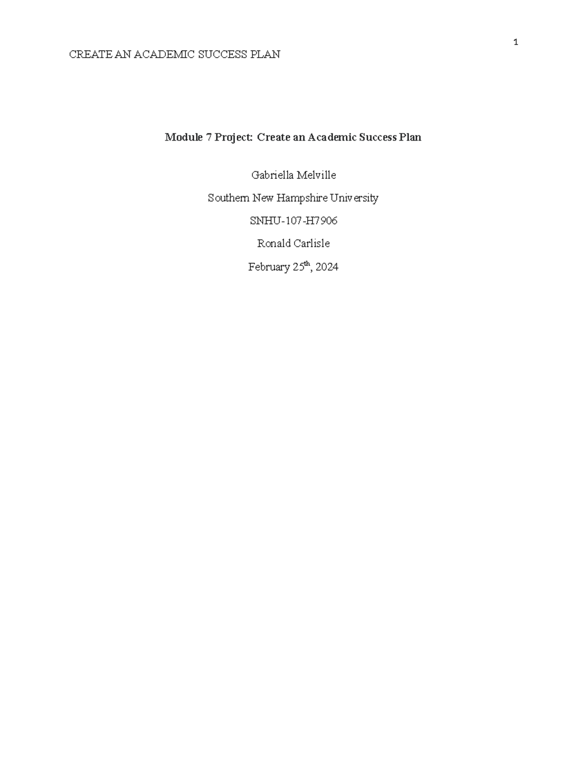 Mod 7 Final Project: Creating an Academic Success Plan at SNHU - Studocu