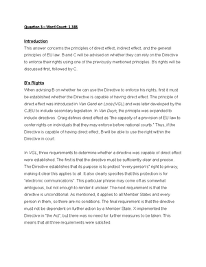 EU Law Problem question structures - EU Law Problem question structures ...