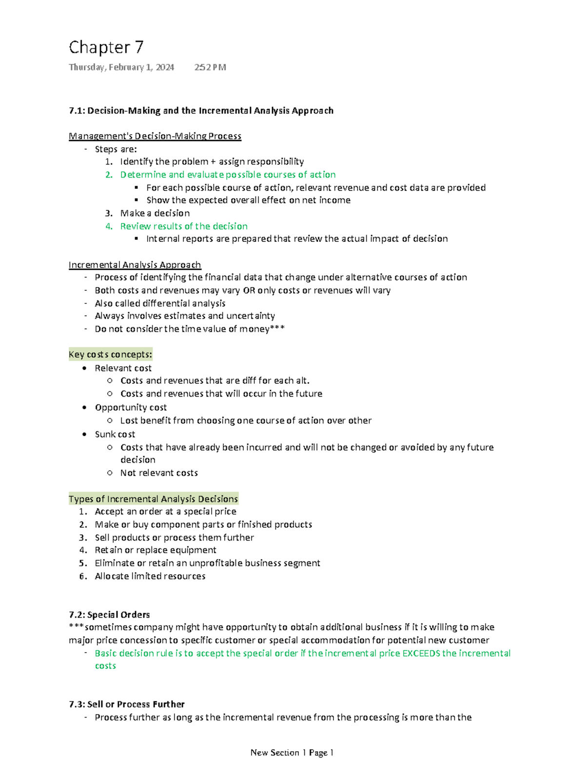 Chapter 7 - lecture notes with textbook annotations - 7: Decision ...