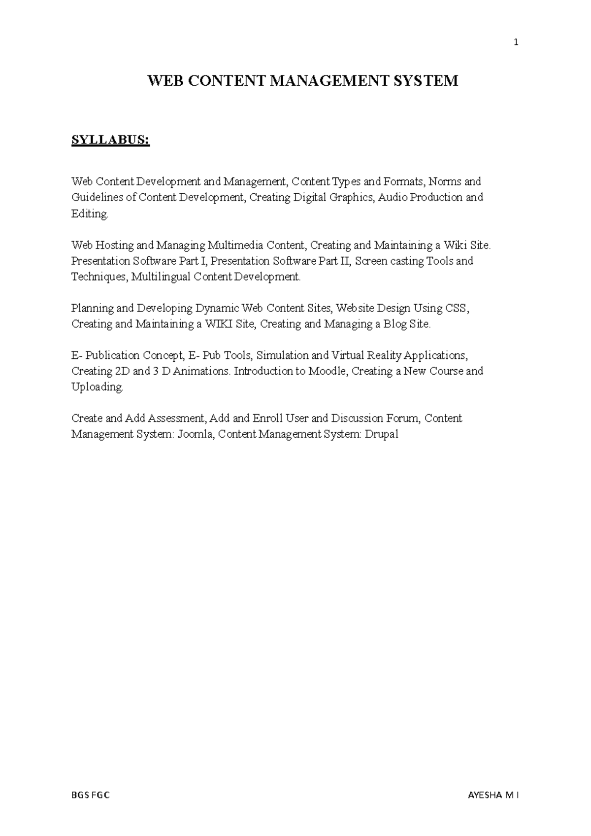 WCMS Unit 1 Notes: Web Content Development & Management - Studocu