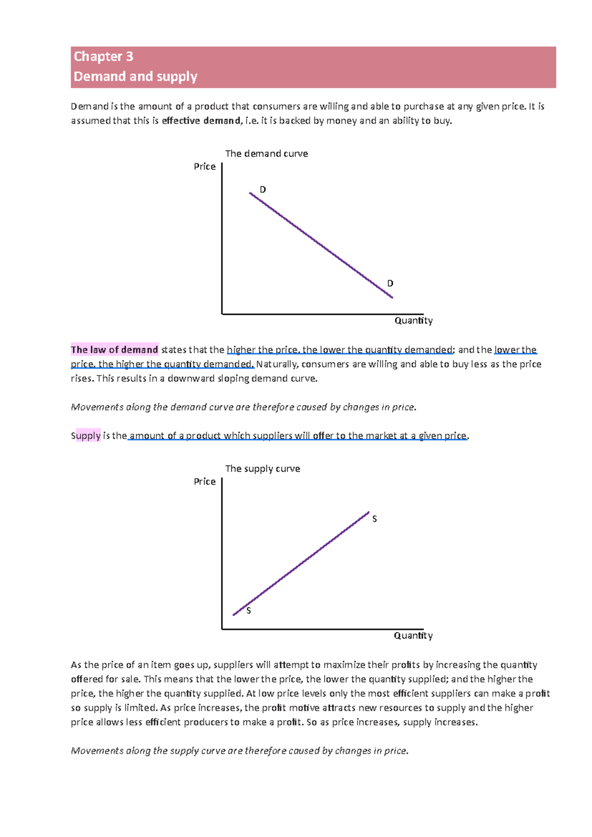 Chapter 3: Demand and Supply Analysis (ECO 101) - Studocu