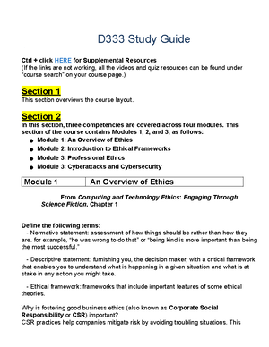 D333 Study Guide - D333 Study Guide Ctrl + click HERE for Supplemental ...