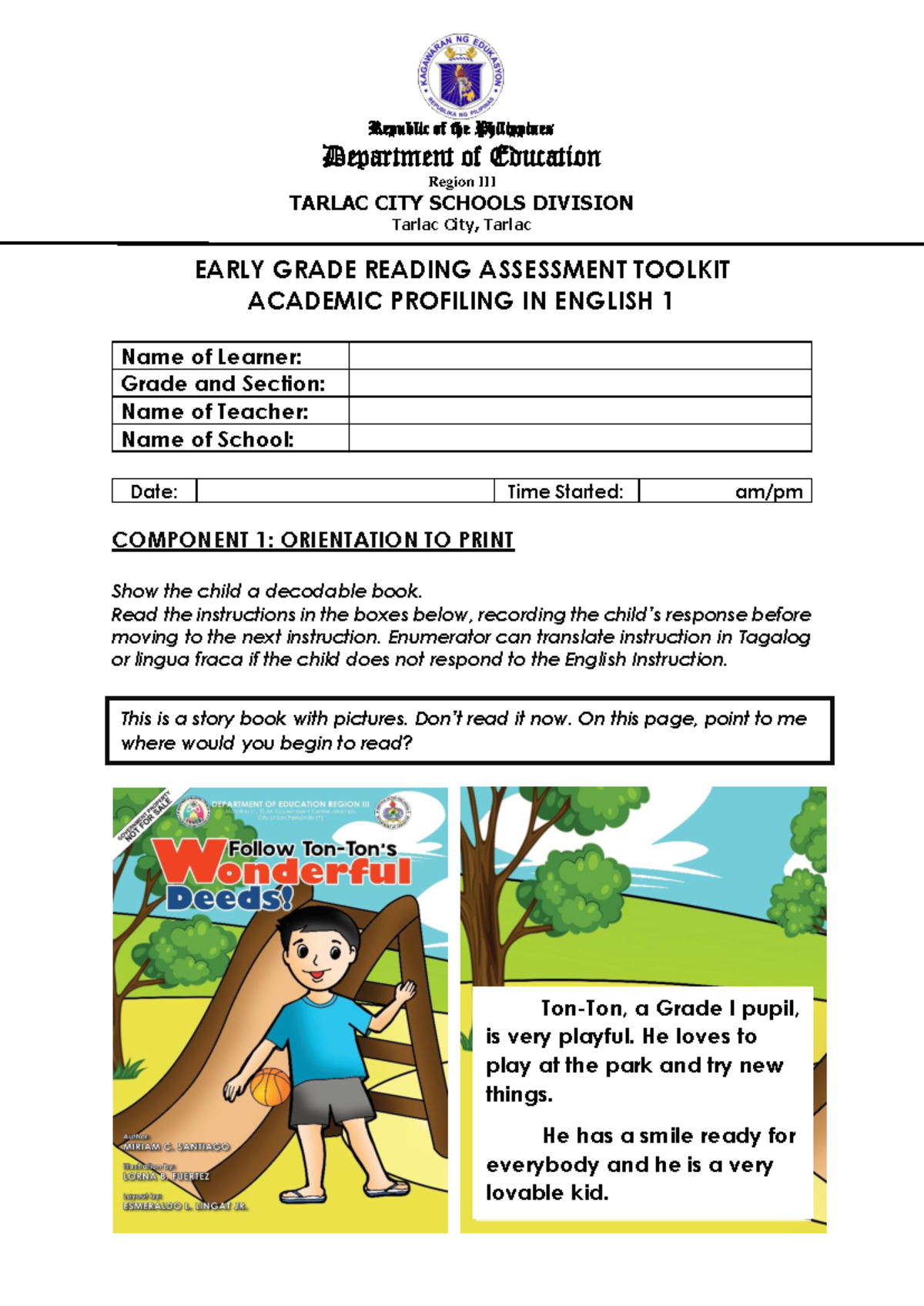 EGRA Grade 1 Toolkit for Teachers - Updated Version - Studocu