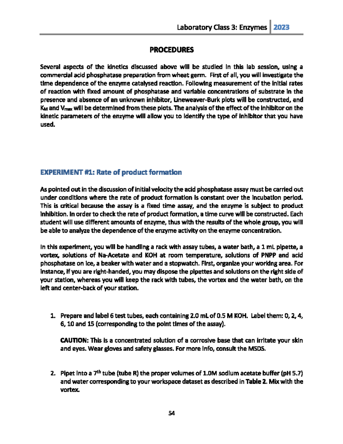 BCH2333 Lab 3 Experiment Procedure Guide - Studocu