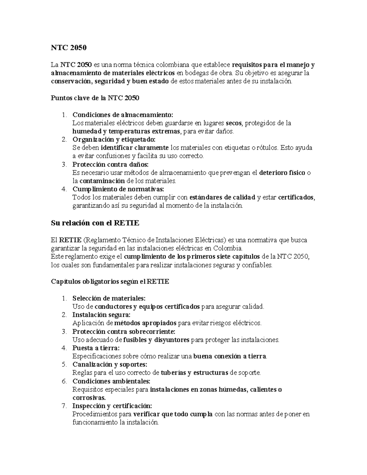 NTC 2050 - Resumen de Requisitos para Manejo de Materiales Eléctricos ...