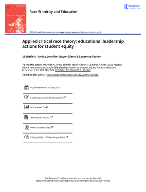 Applied Critical Race Theory (CRT) in Educational Leadership for Equity ...
