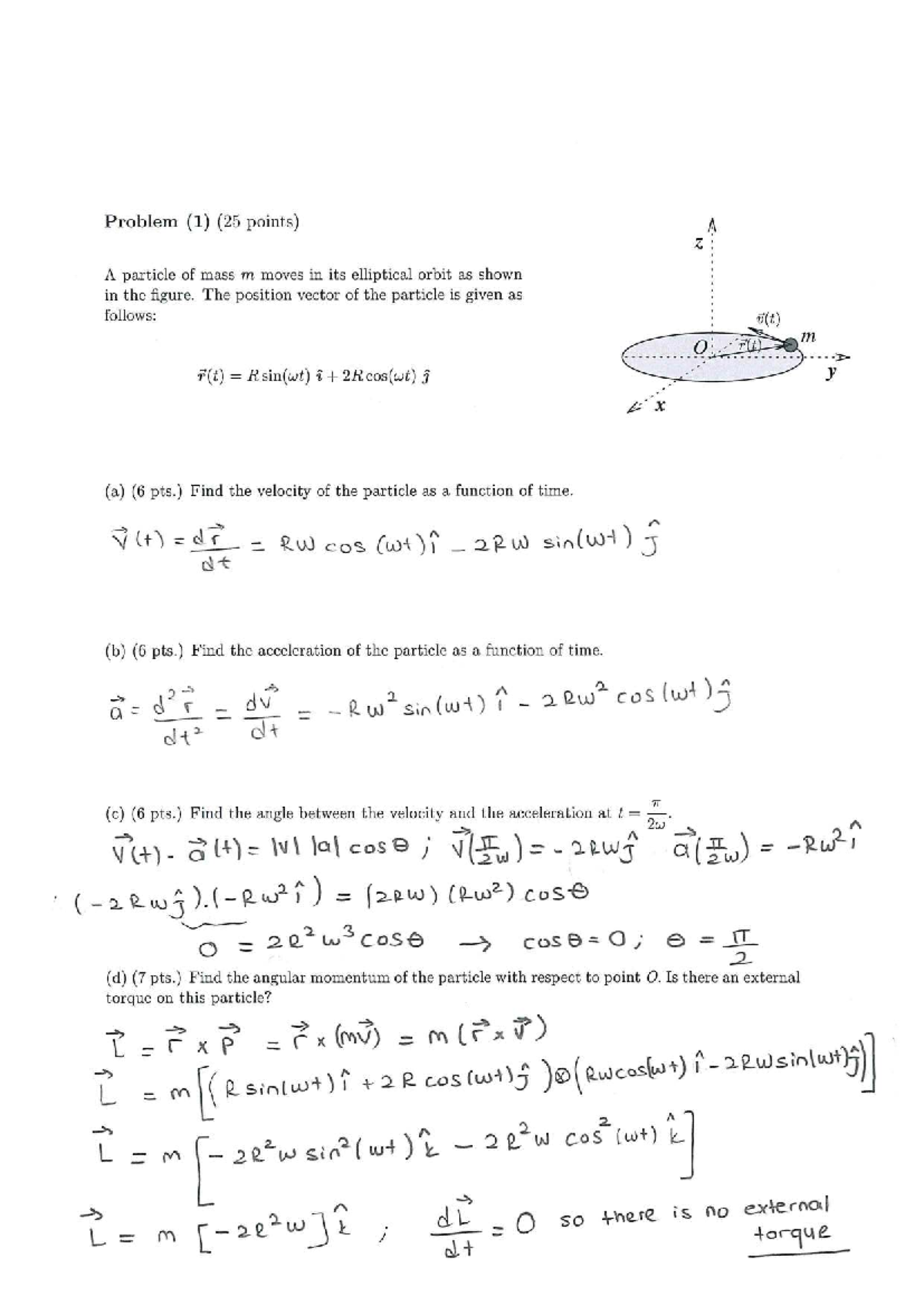 Fall 2018 PHYS 101 Final Exam Solutions: Particle Motion & Collisions ...