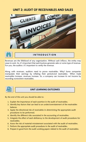 Unit 6 Audit OF Intangible Assets Lecture Notes 2020 - Unit 6: AUDIT of ...