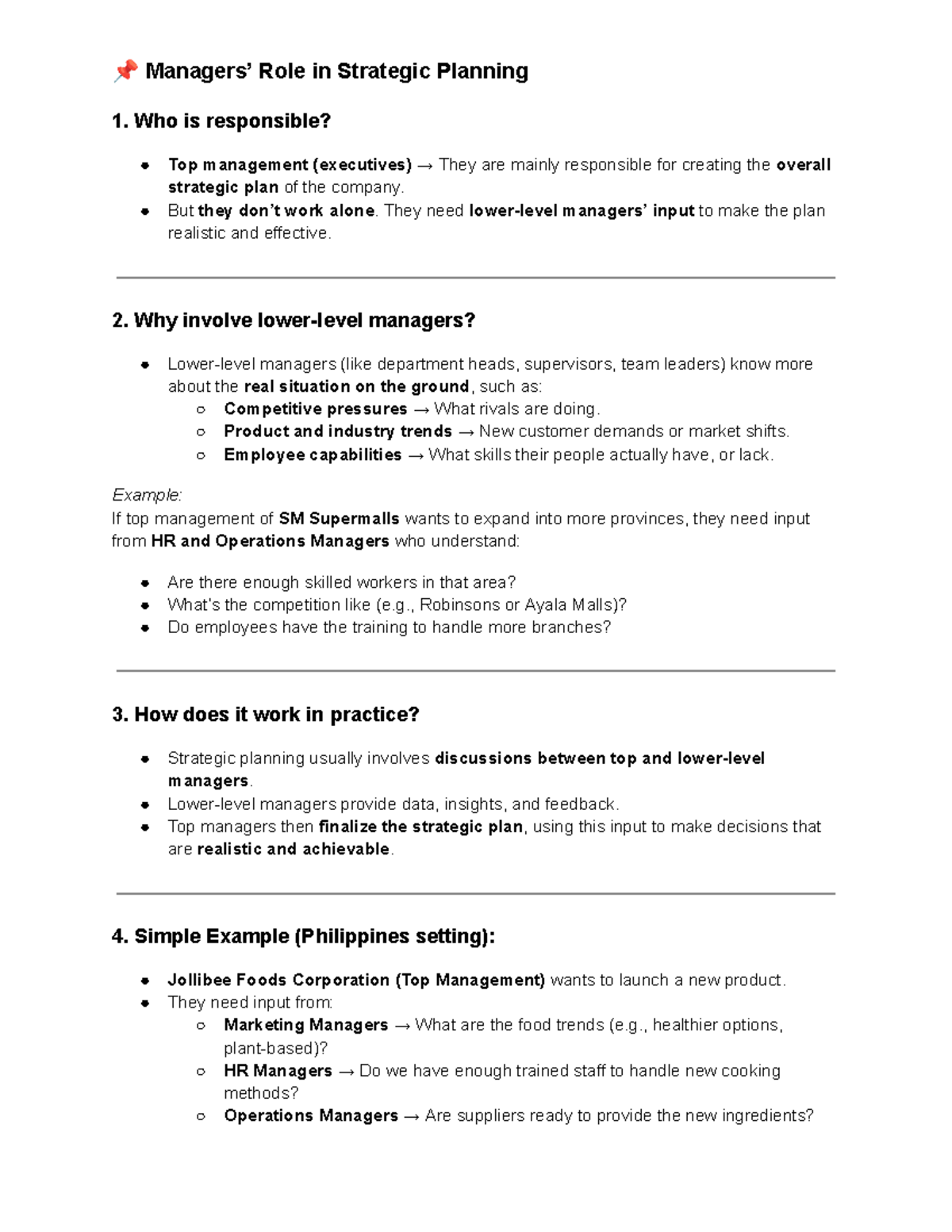 SHRM Recitation Notes: Strategic Planning & Management Insights - Studocu