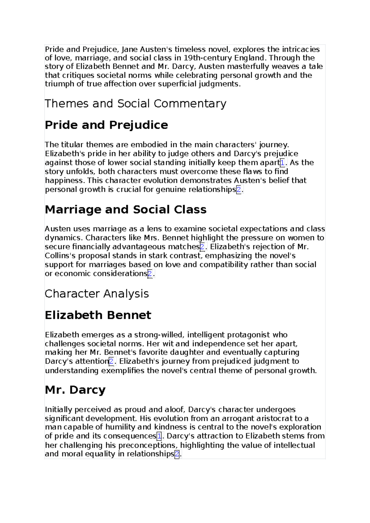 Pride and Prejudice essay framework - Pride and Prejudice, Jane Austen ...