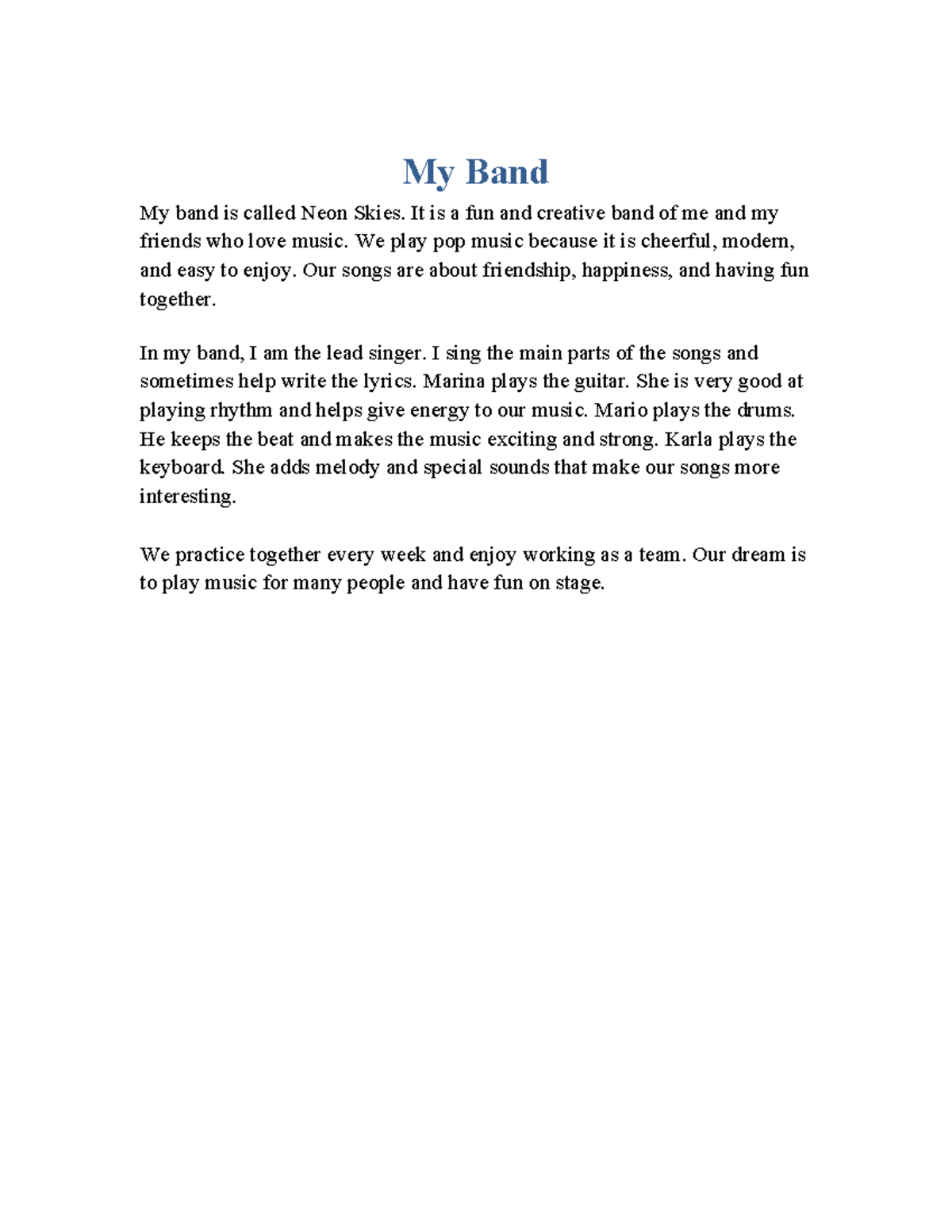 My Band: Neon Skies - A Fun Pop Music Journey - Studocu