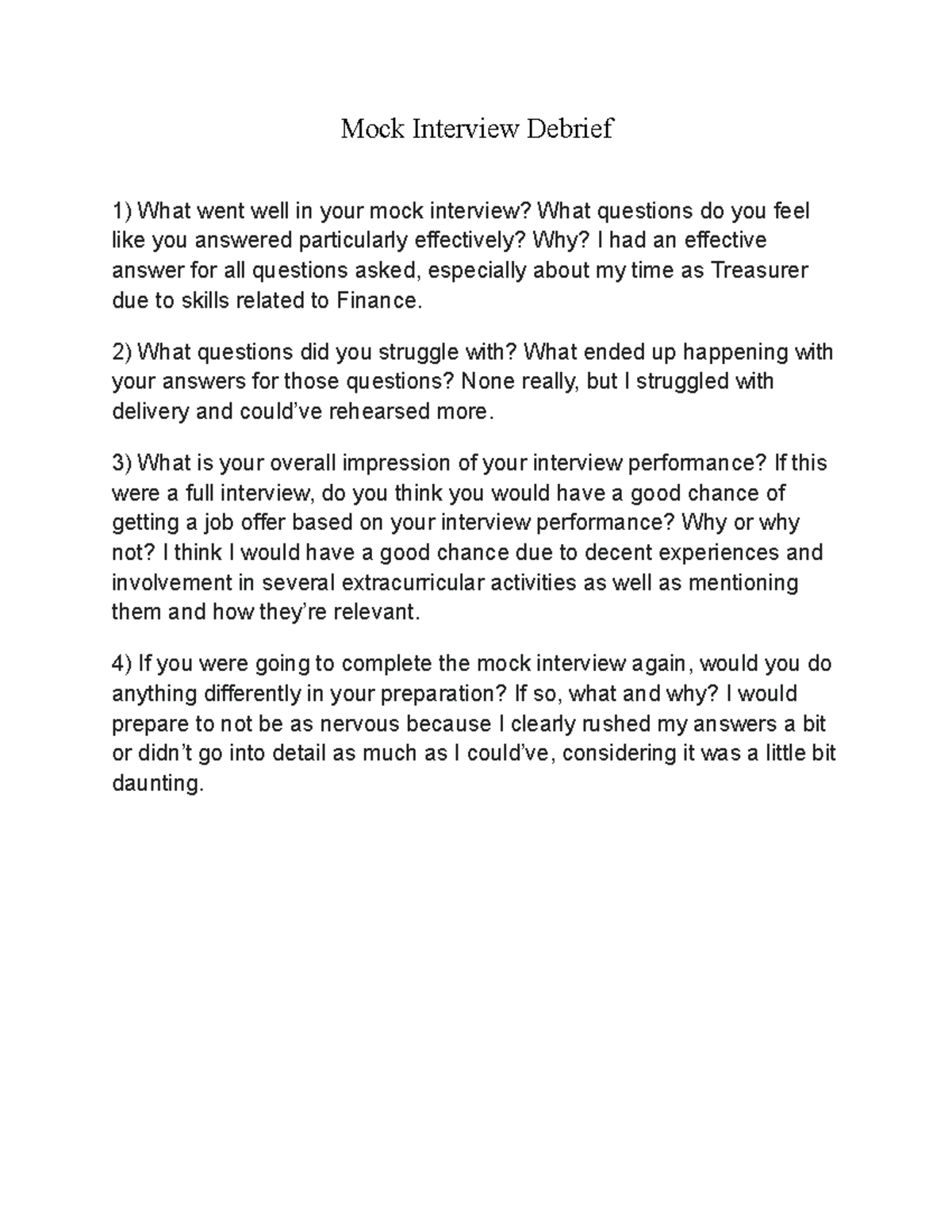 Mock Interview Debrief: Performance Reflection and Improvement Tips ...