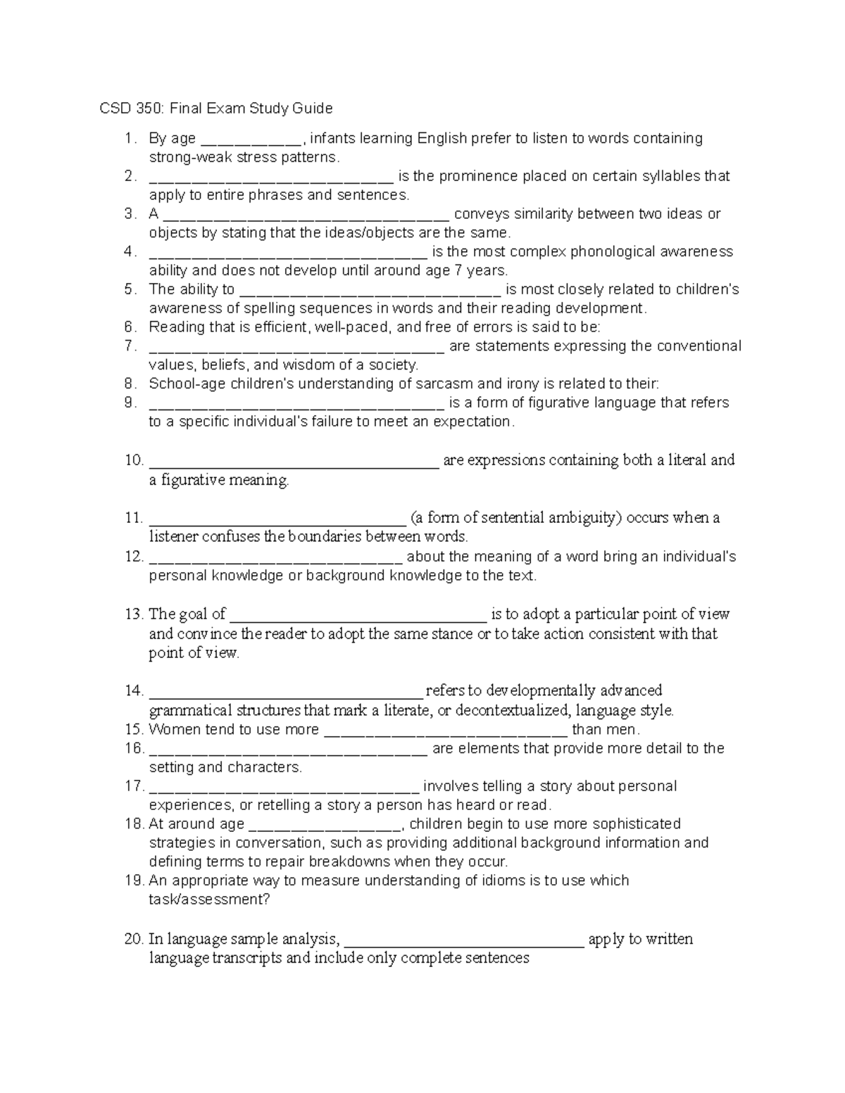 CSD 350 Final Exam Study Guide Fall 2022 - Key Concepts & Topics - Studocu