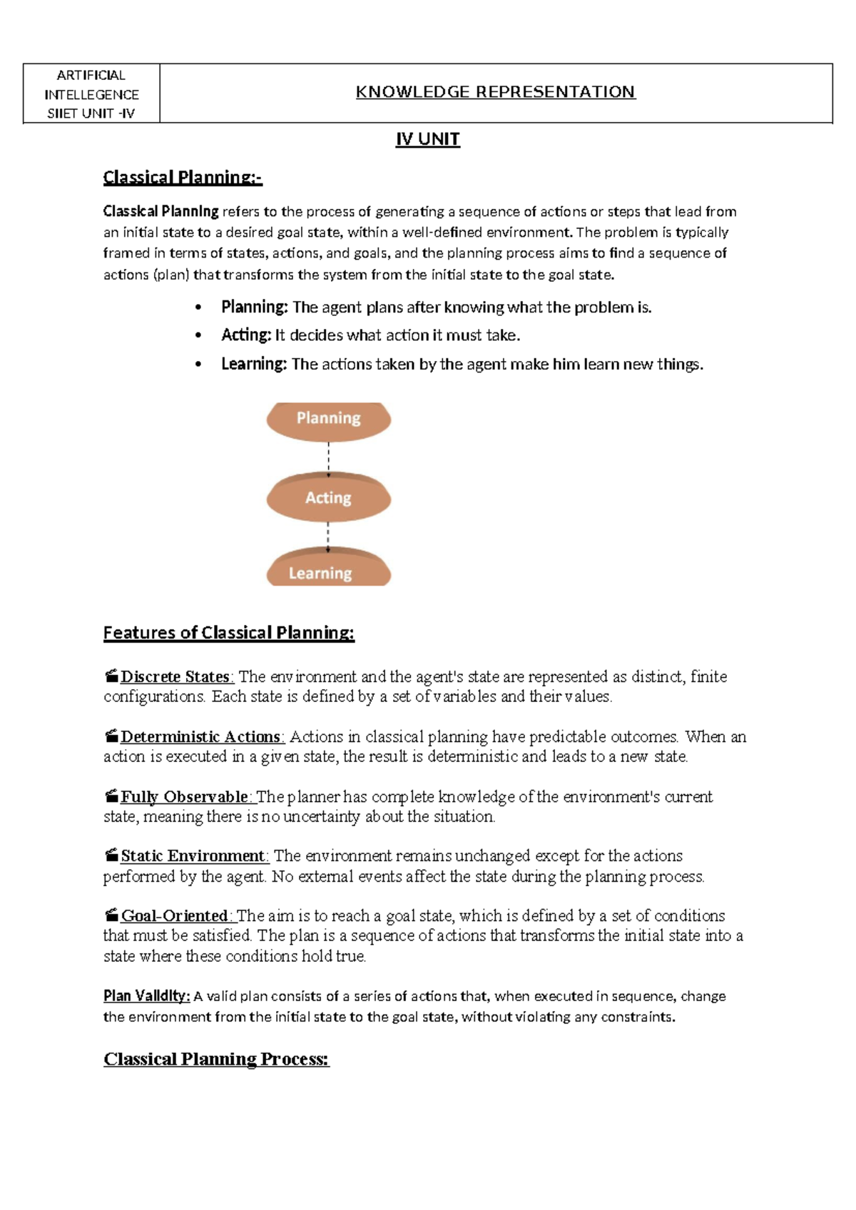 UNIT-IV - AI NOTES: Classical Planning and Knowledge Representation ...