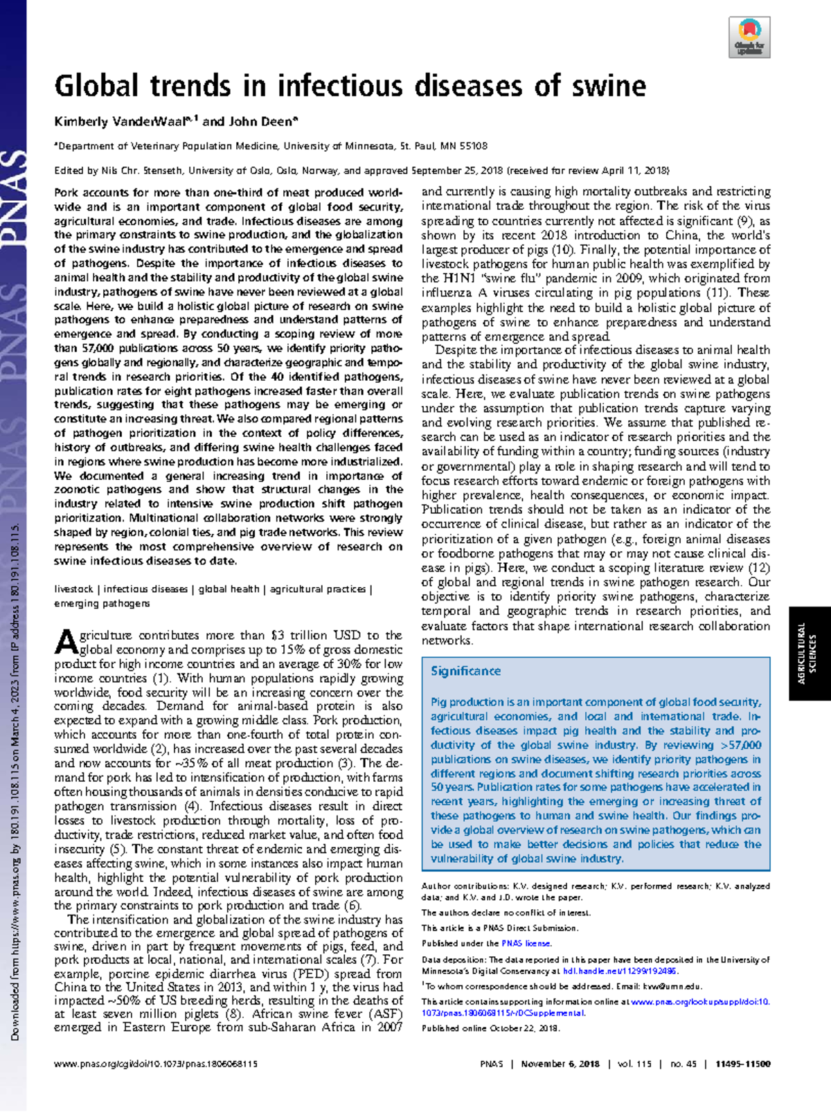 Global Trends in Swine Infectious Diseases: A 50-Year Review - Studocu