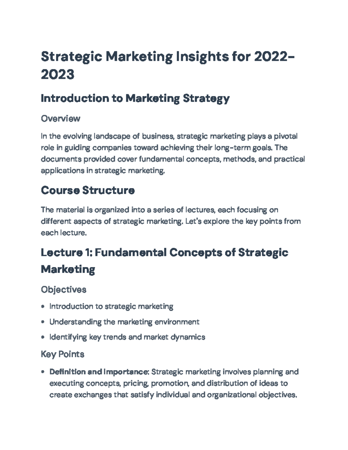 Strategic Marketing Insights: Concepts & Applications (MKT 2022-2023 ...