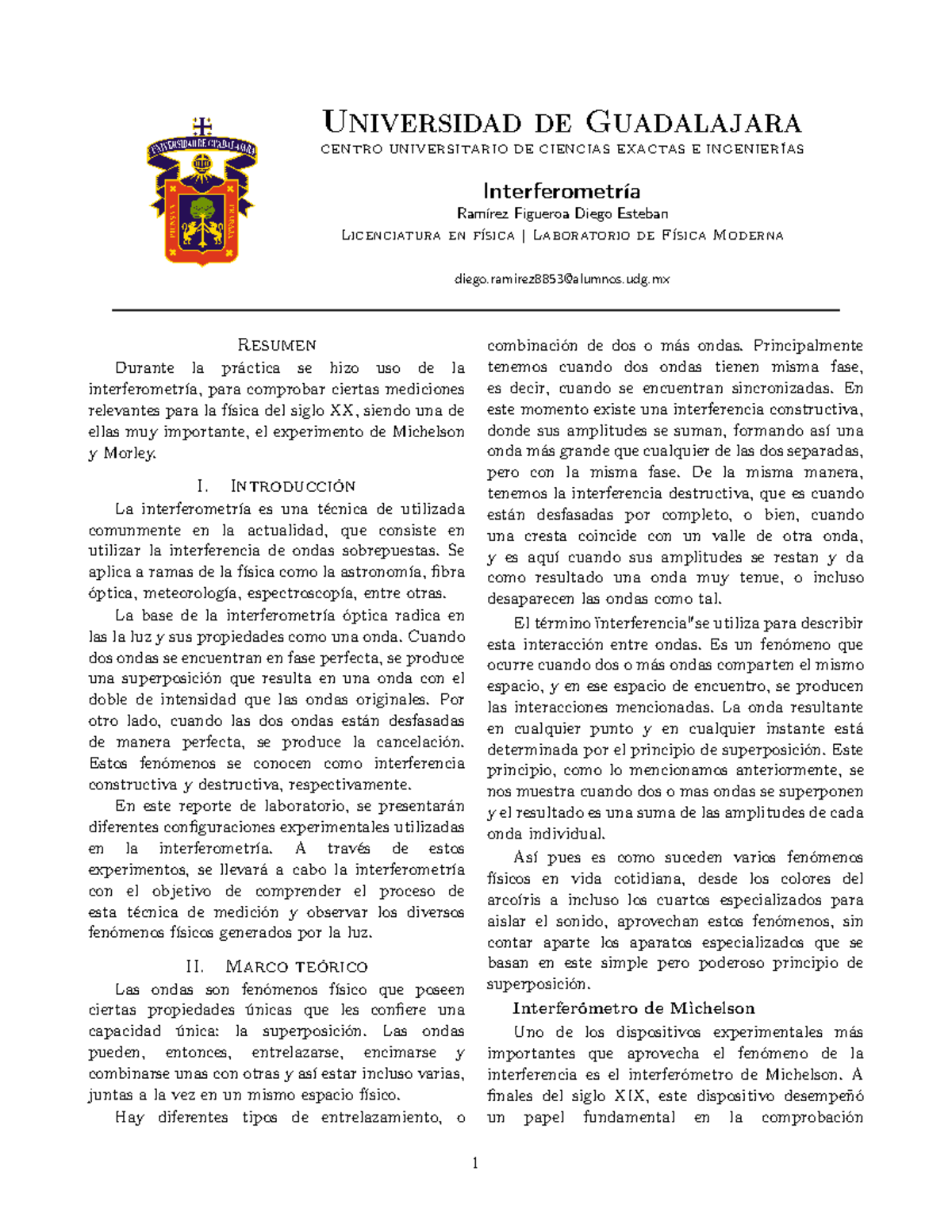 Interferometría y Experimentación en el Interferómetro de Michelson ...