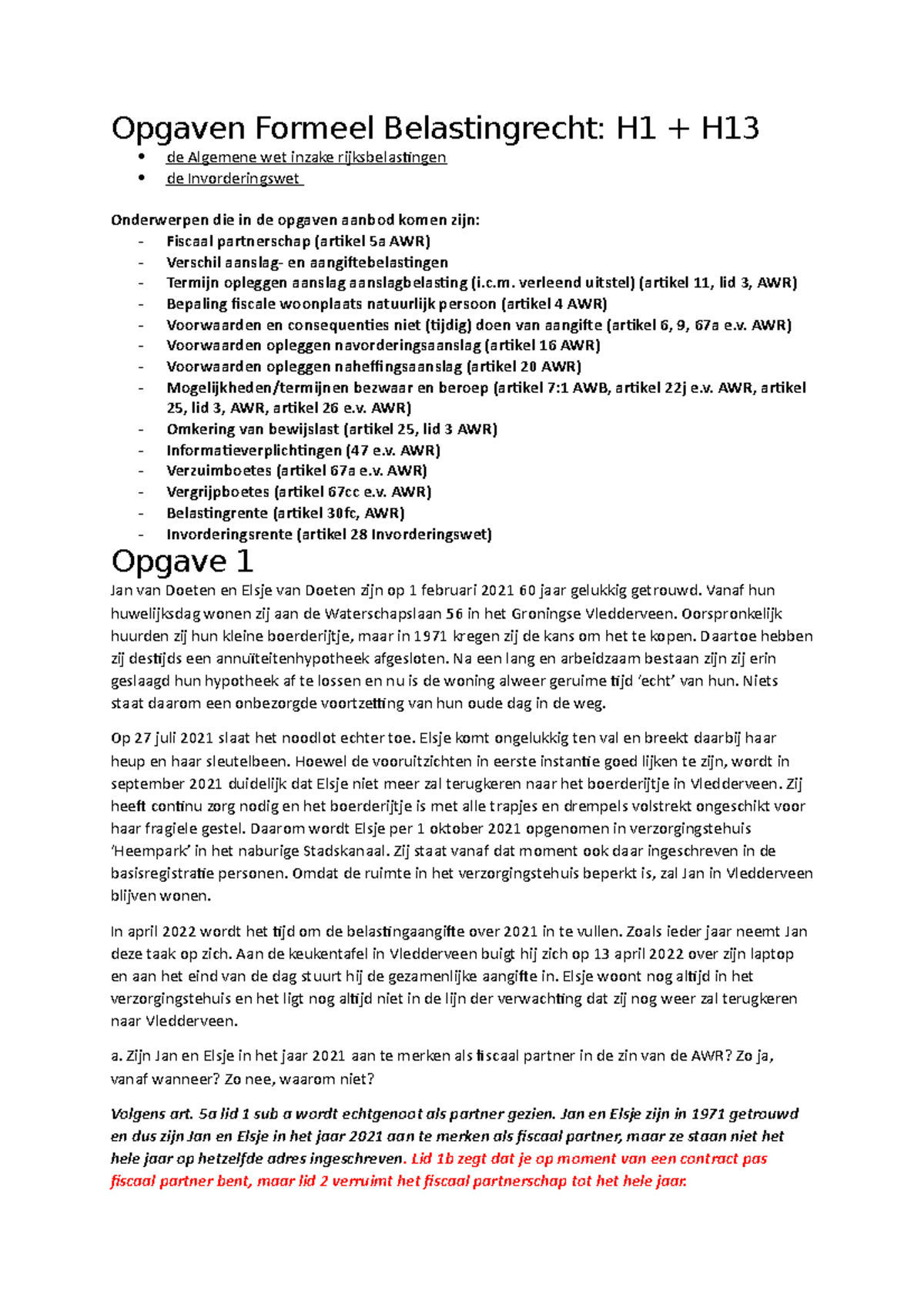 Formeel Belastingrecht Opgaven & Toepassingen (FB2023) - Studeersnel