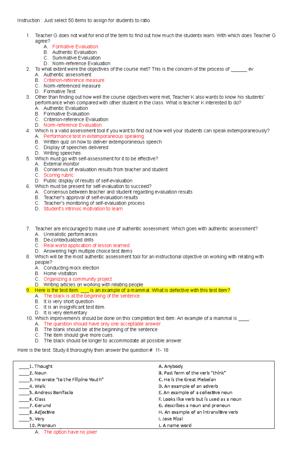 Assessment-100: Finding Sources and Test Item Review Guide - Studocu
